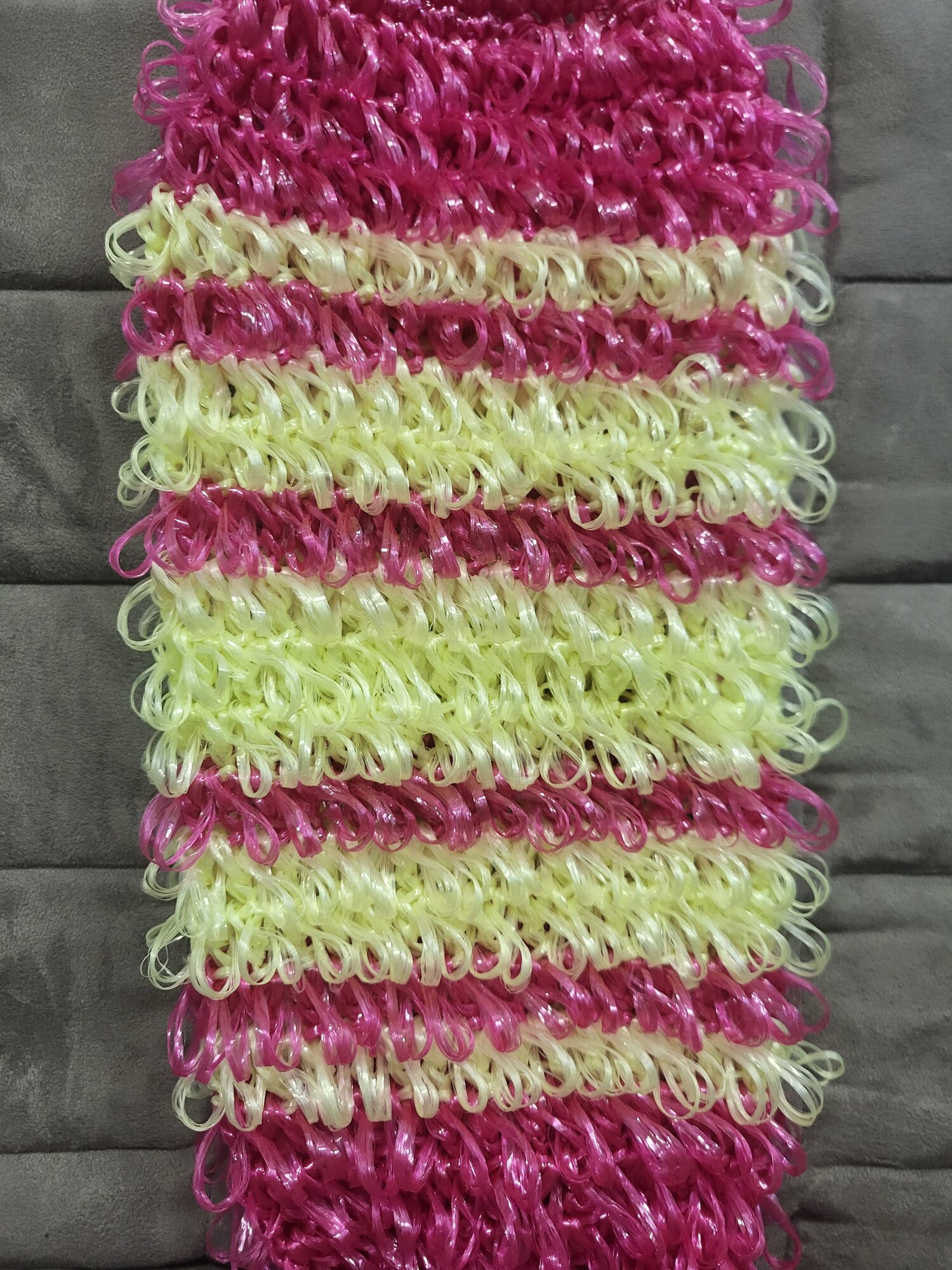 Мочалка для тела с ручками, ручная вязка, массажная, тонизирующая, 35см, с ручками 75см