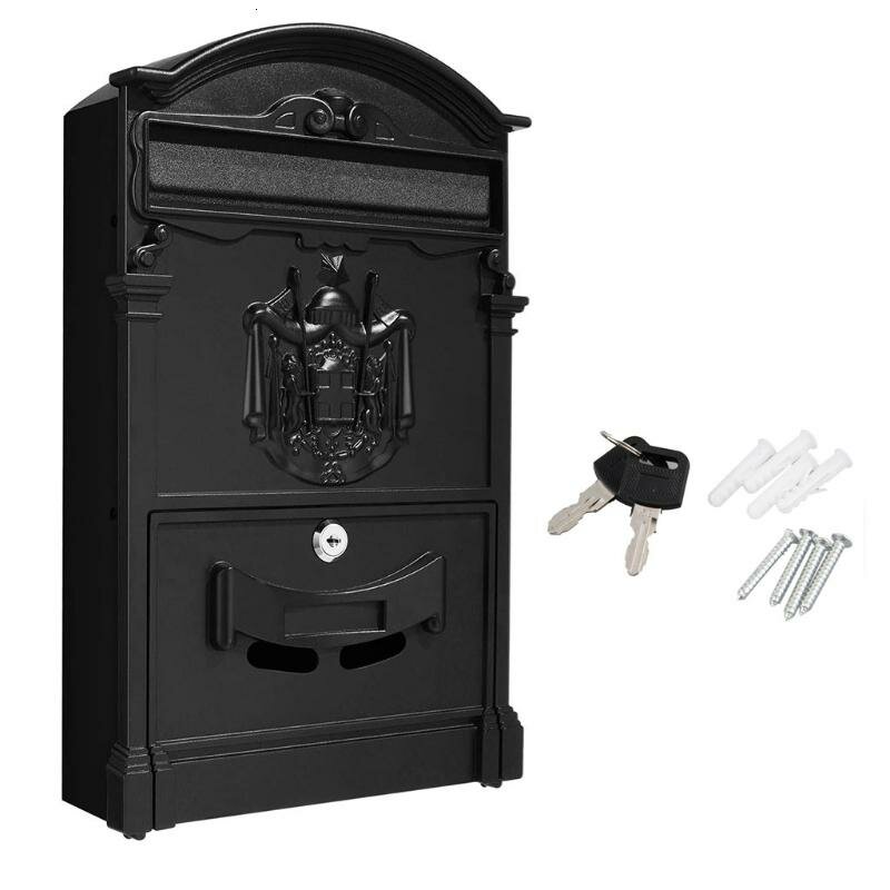 Уличный почтовый ящик для крепления на стену, Черный