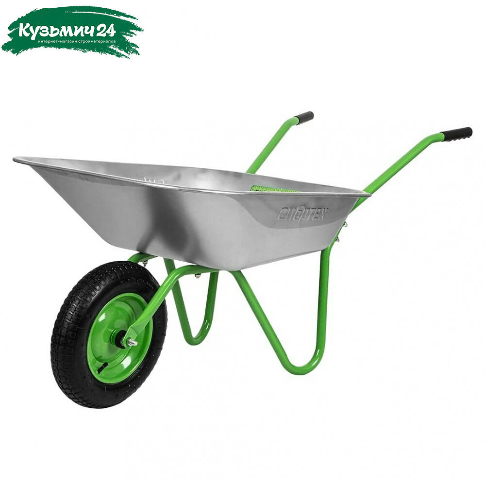 Тачка садовая Сибртех 689615, металл, 1 колесо, объем 65 литров, до 90 кг, оцинкованная