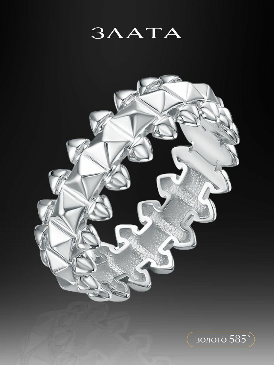 Кольцо широкое, белое золото, 585 проба