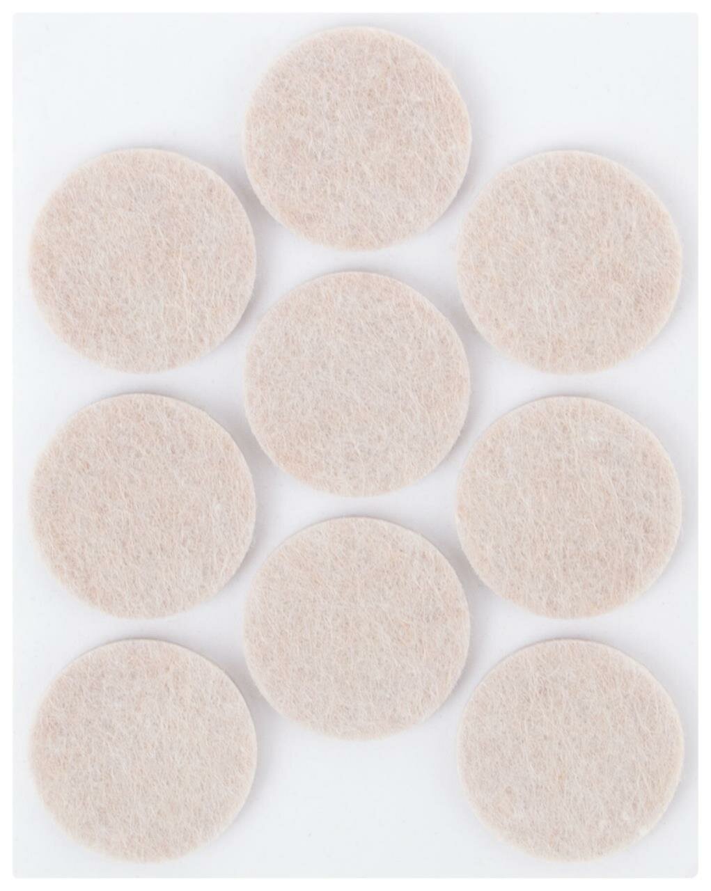 Подкладки для мебели самоклеющиеся круглые 25 мм, 9 шт, войлок