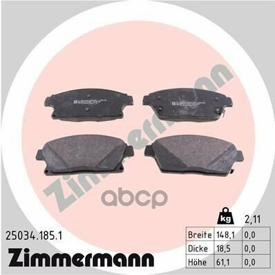 Колодки торм. перед. со звук. датчиком износа OPEL ASTRA, CHEVROLET CRUZE 1.4-2.0 05.09-> Zimmermann арт. 25034.185.1