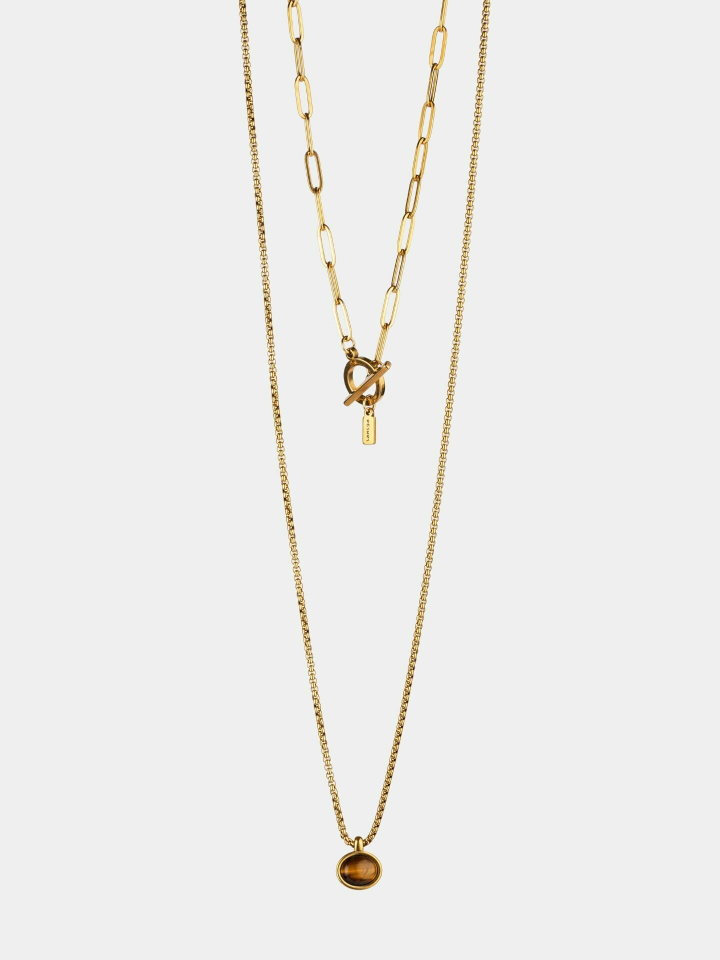 Комплект бижутерии: подвеска, цепь, тигровый глаз