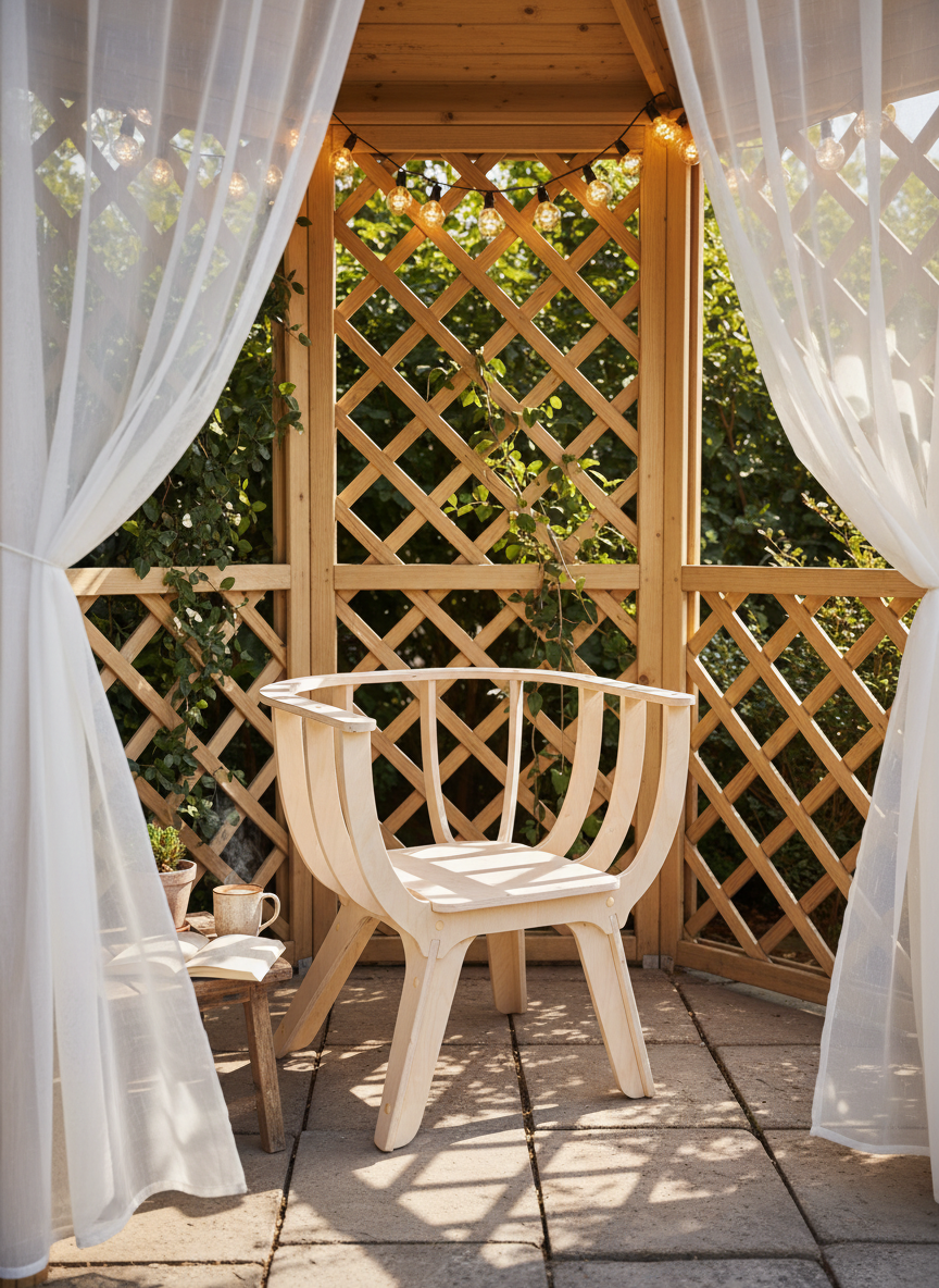 Садовое кресло "ракушка XL" для отдыха на даче и дома, шлифованное, без подушки