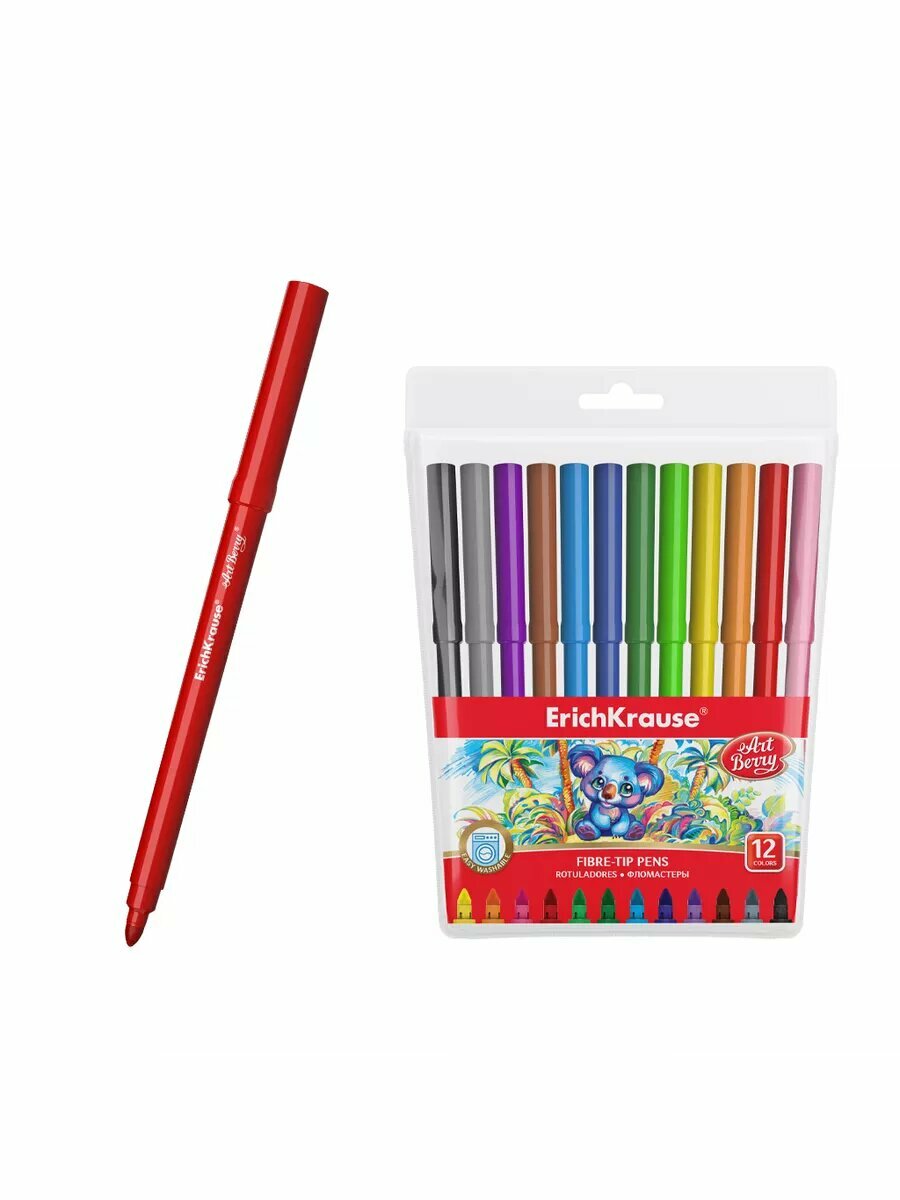 Фломастеры ArtBerry Super Tip Easy Washable 12 цветов