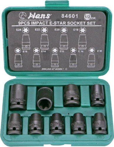 Набор ударных головок 1/2" HANS 84601 E10-E24, 9 пр