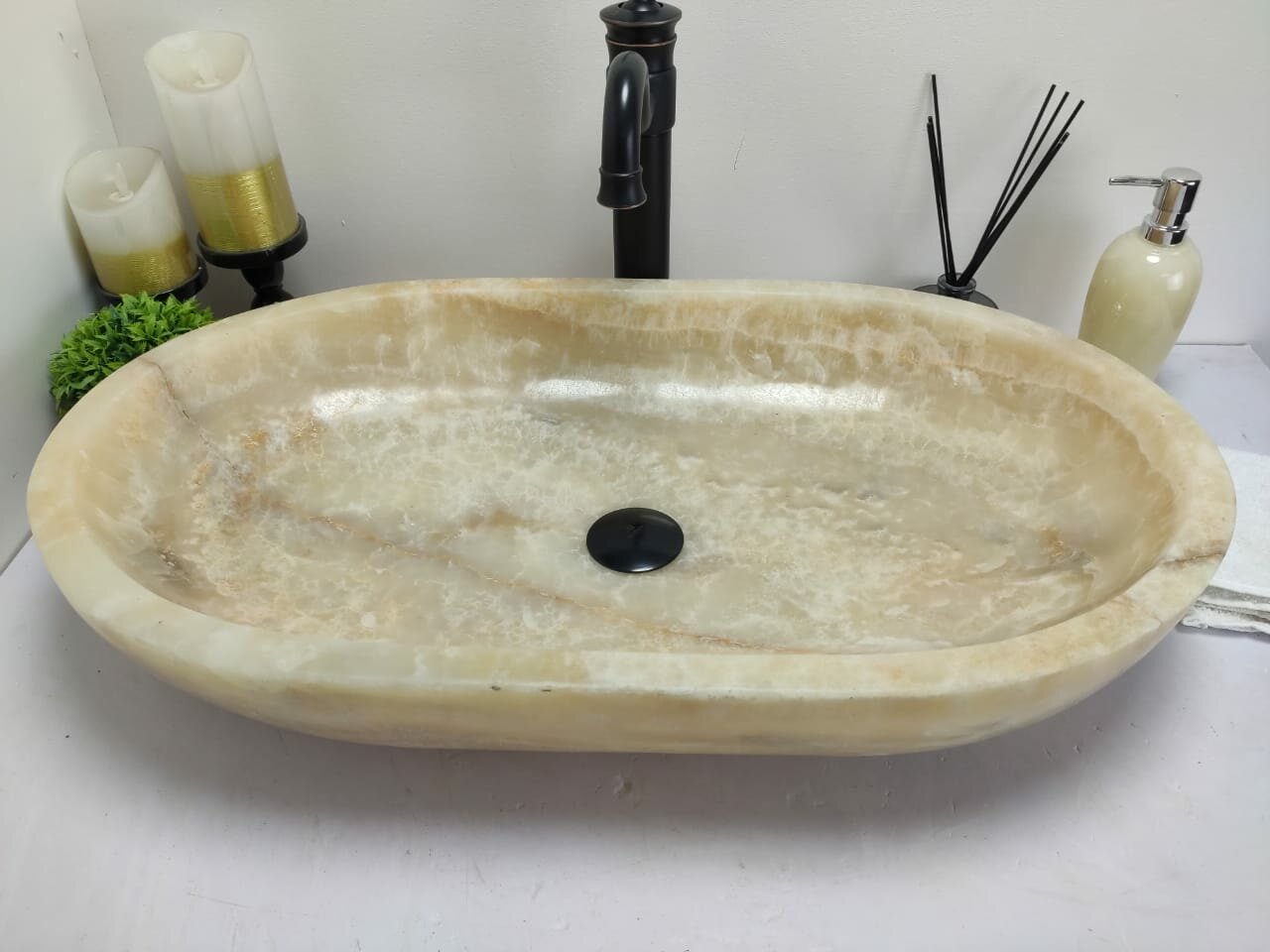 Раковина INDO-MARKET из натурального оникса овальная 70х40х13 012780