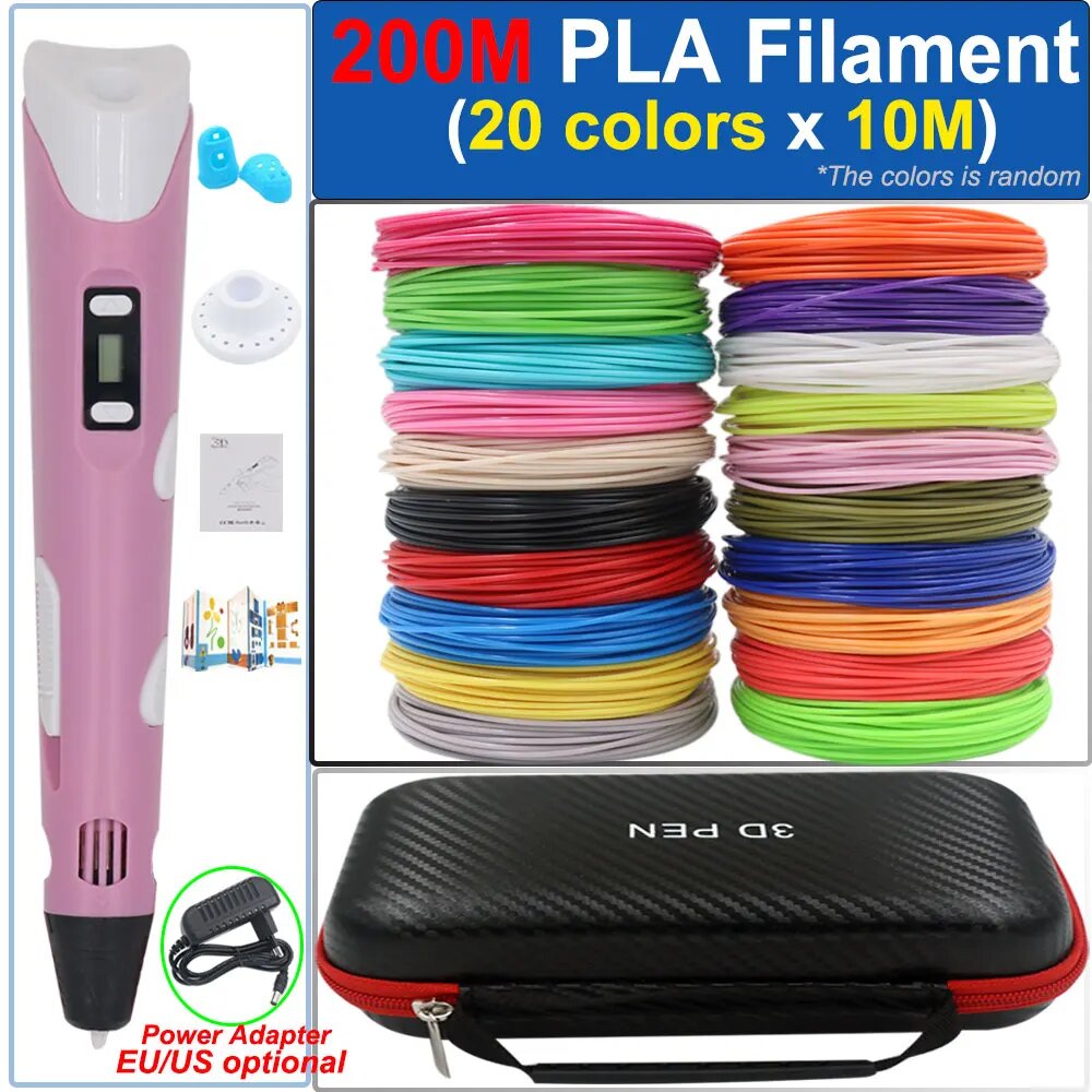 OUIO 3D-ручка для детей ЕС, Pink add 200M PLA