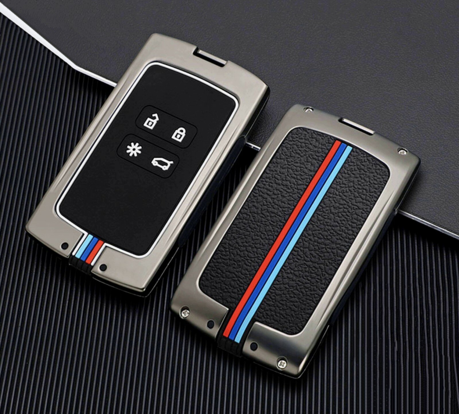 Чехол MyPads M-222649 для ключей Renault металлический с силиконовыми элементами светящийся в темноте