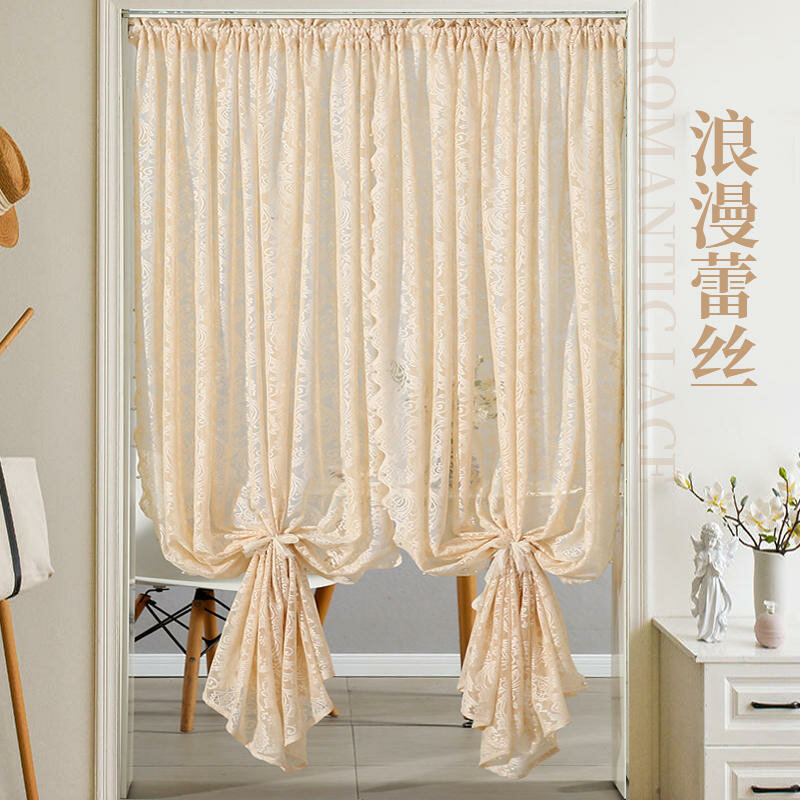 Французские легкие роскошные кружевные прозрачные шторы для спальни, эркеров и балконов, волнообразной формы, без сверления, крепятся с помощью магической ленты.