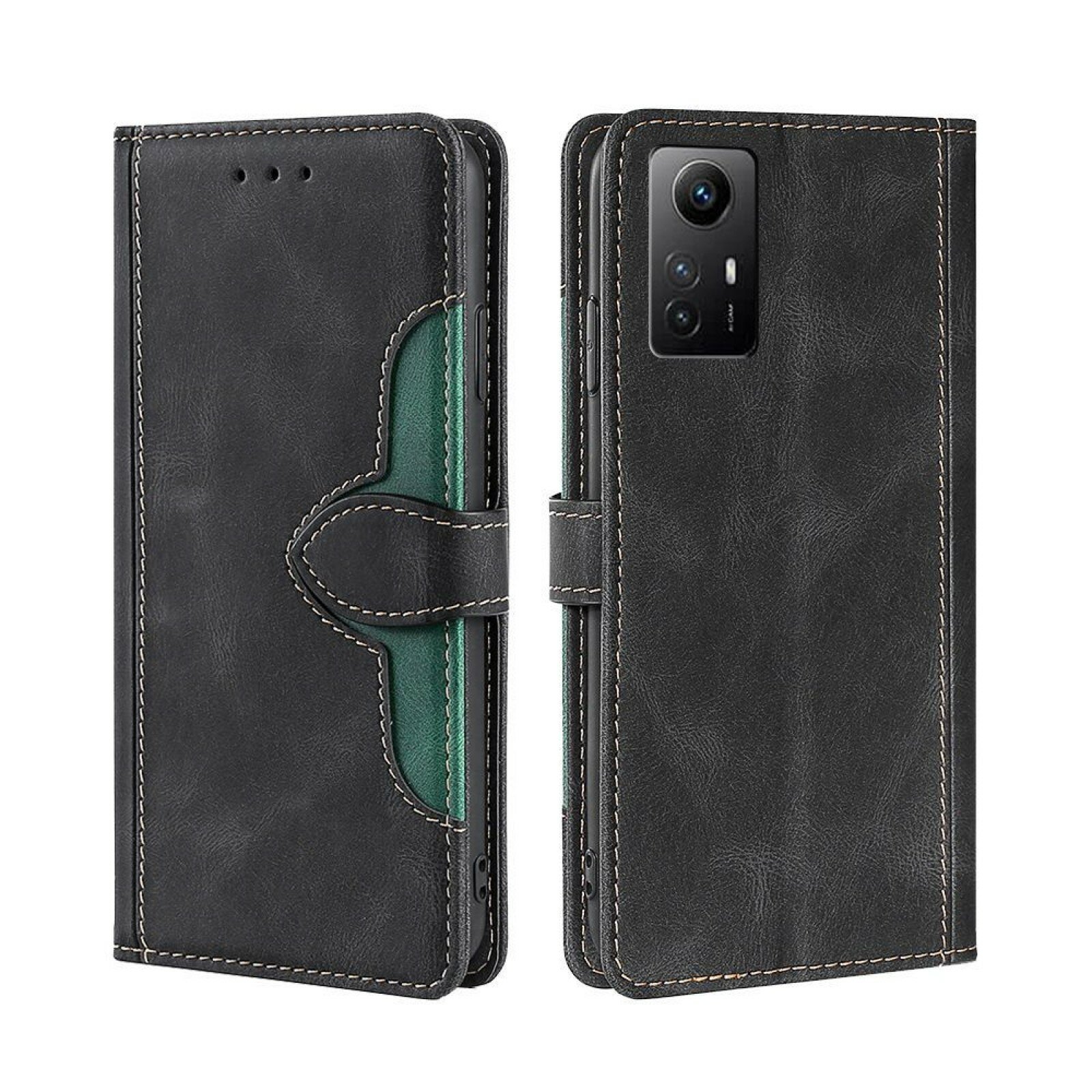 Чехол-книжка MyPads для Xiaomi Redmi Note 12S с черным узором и магнитной застежкой