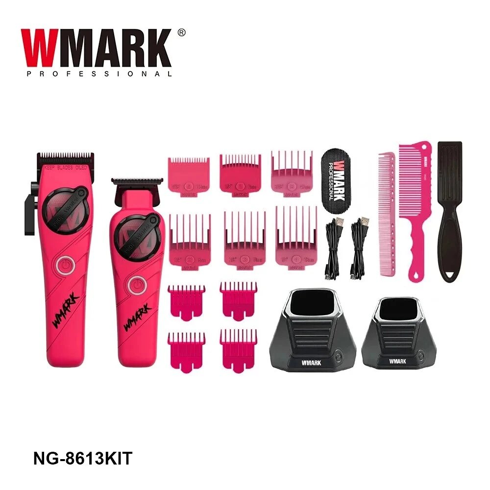 WMARK Триммер для волос Pink, набор NG-8613
