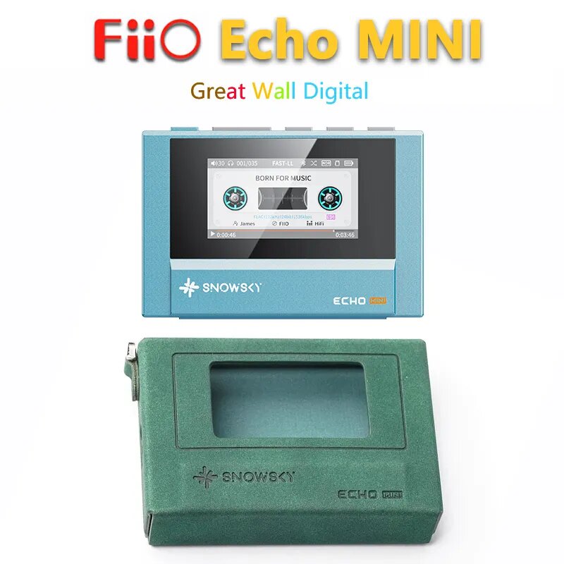 MP3-плеер FiiO Echo MINI лазурный, белый, поддержка FLAC, microSD, для наушников