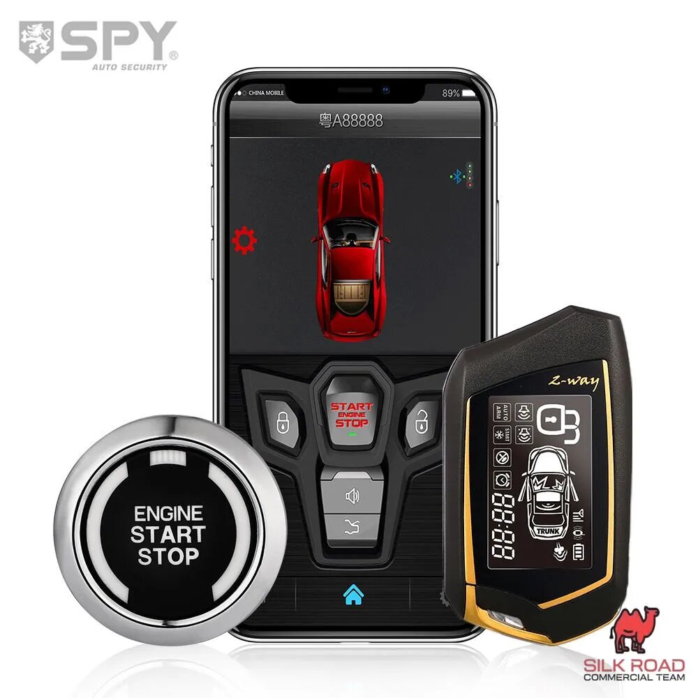 Автосигнализация PKE с дистанционным запуском с обратной связью, Bluetooth, и автозапуском двигателя