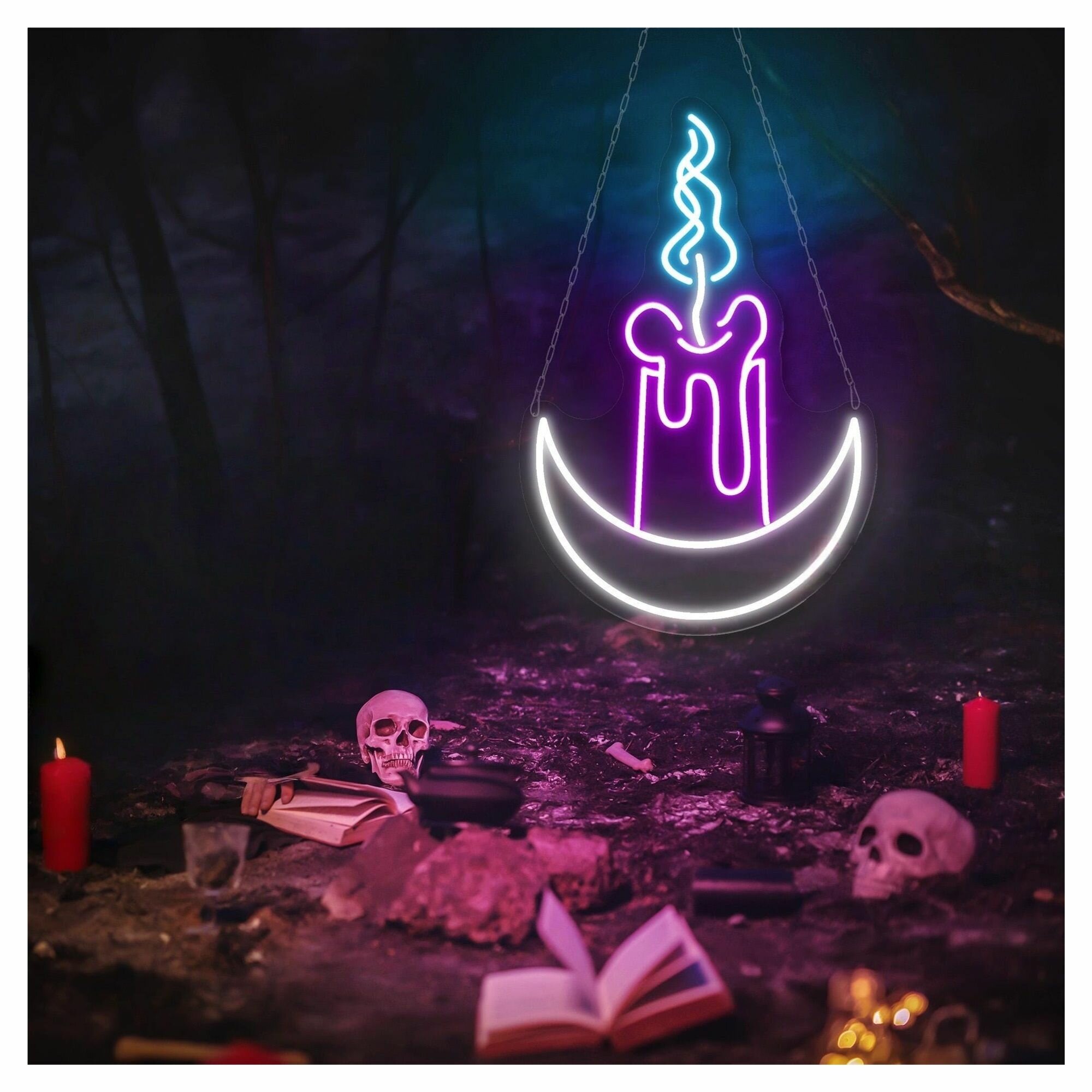 Неоновая Вывеска В Виде Лунной Свечи 32смx50см