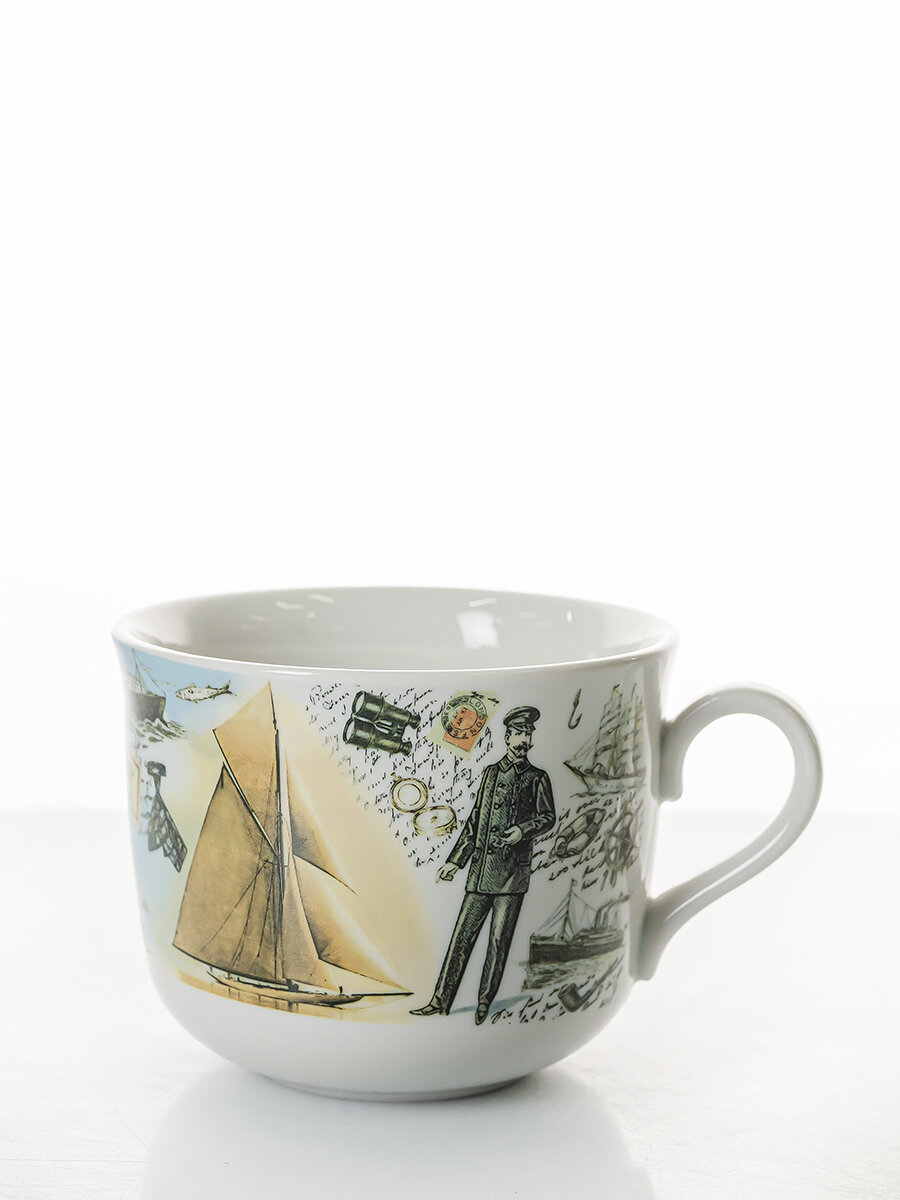 Чашка фарфоровая без блюдца 450 мл. ф. Ностальгия "Джентельмены" Дулево