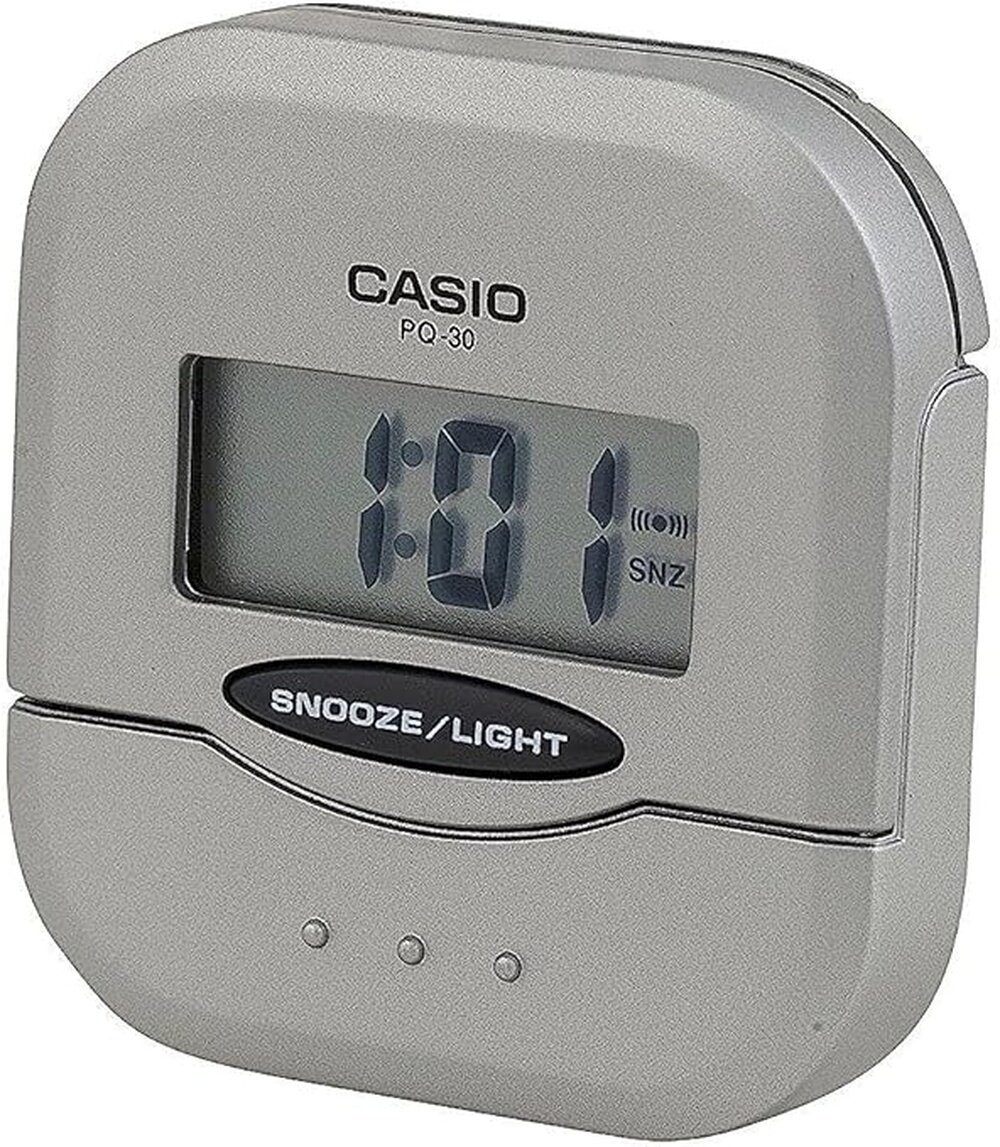 Будильник настольный Casio PQ-30-8D, пластик, квадратный, с подсветкой и будильником