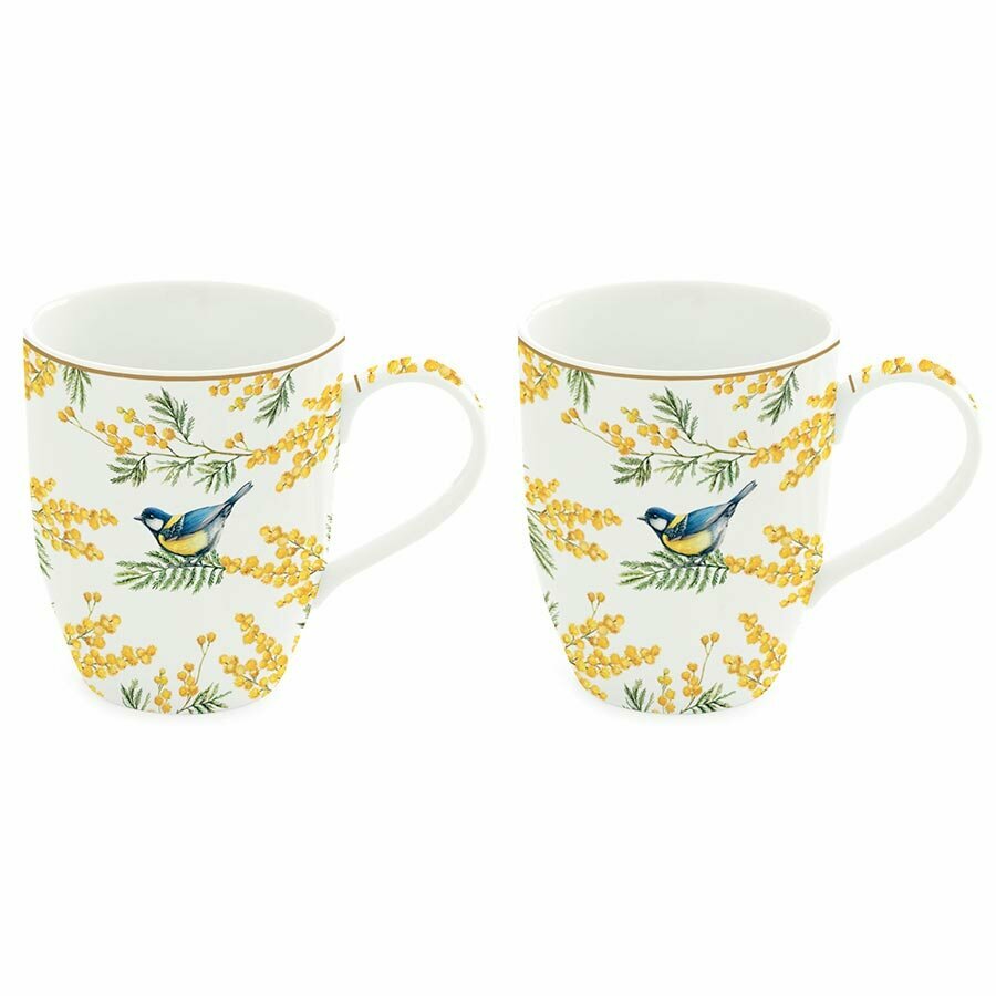 Набор кружек Mimosa 350 мл фарфоровые для чая и кофе 2 шт Easy Life R0923/MIMO