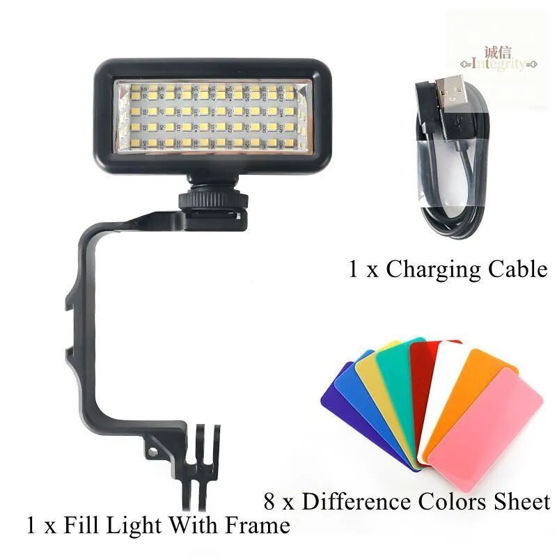 Подводный светодиодный светильник для экшн-камеры с набором фильтров