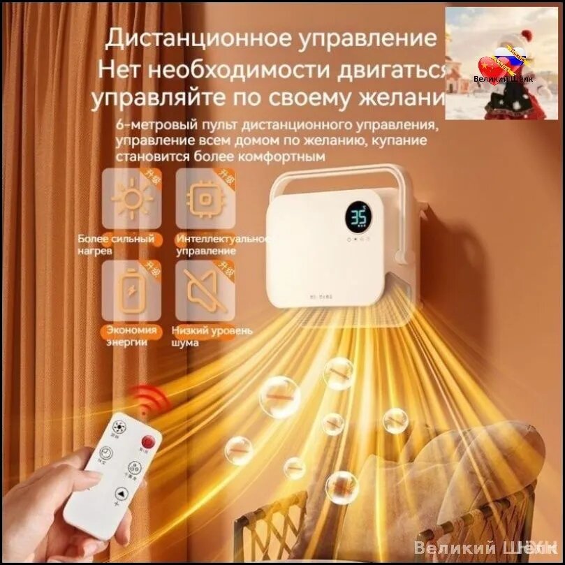 Обогреватель VCJ электрический 2000 Вт для помещений до 20 м2 белый — фото 1