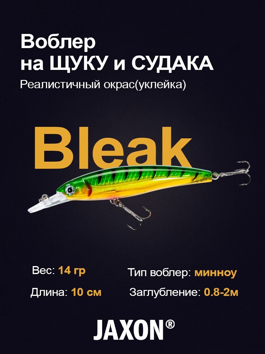 Воблер для рыбалки на щуку Jaxon Bleak плавающий 10 см 14 гр #E для троллинга, на спиннинг