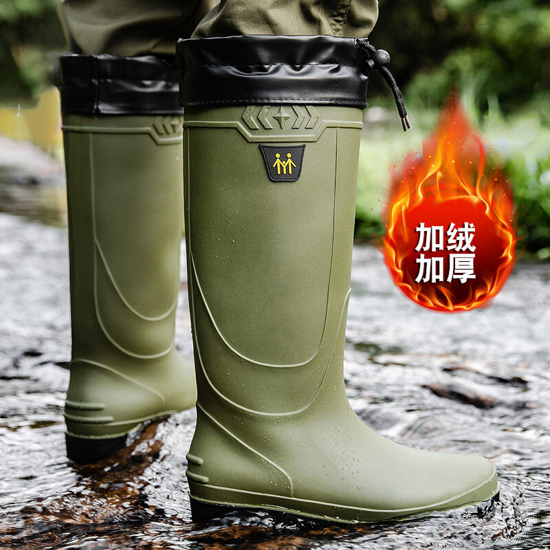Мужские резиновые сапоги больших размеров, модная водонепроницаемая обувь, мужские резиновые сапоги, высокие сапоги для воды, нескользящие кухонные рыболовные ботинки, галоши. Размер обуви. EU:42
