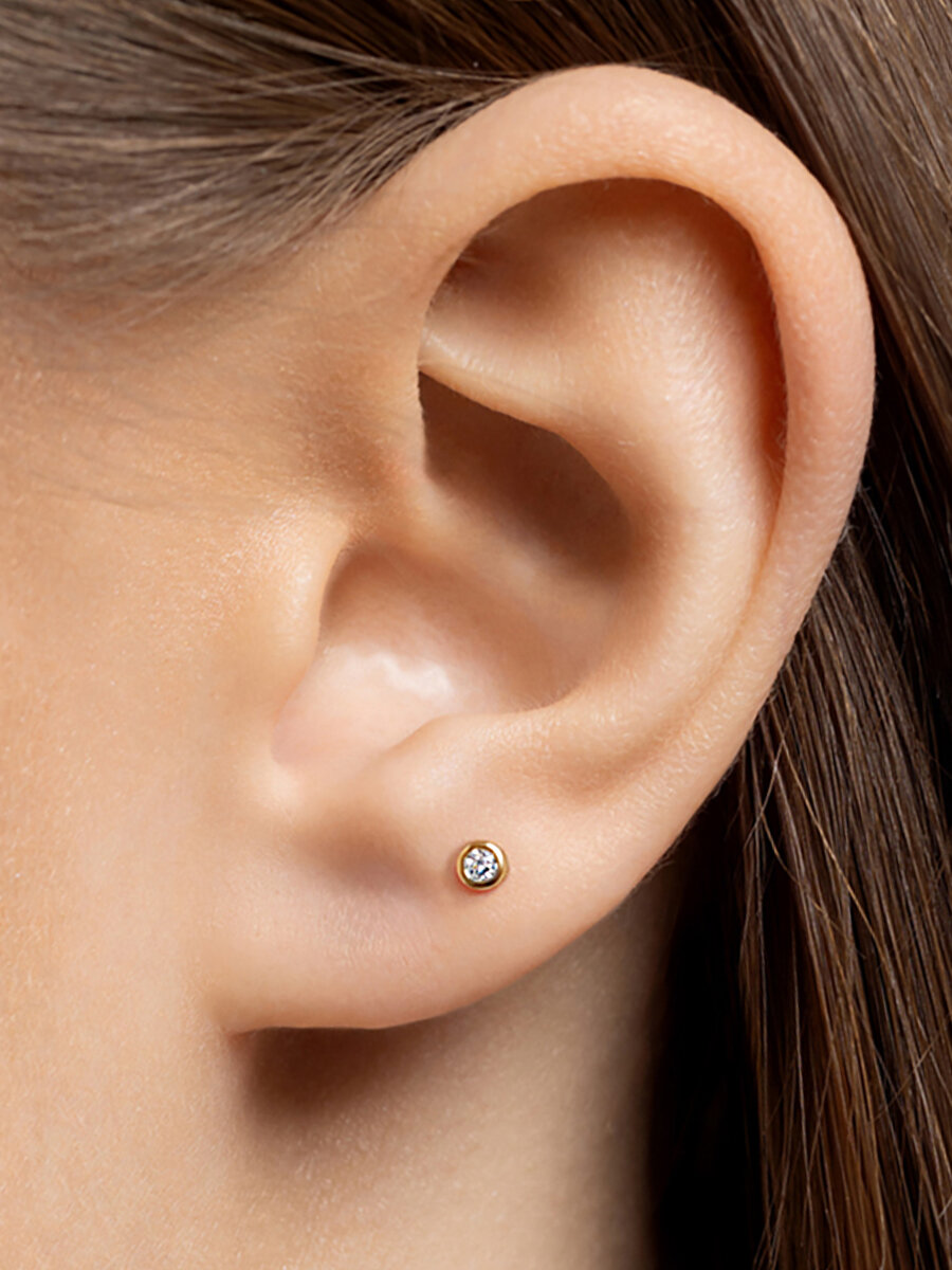 Пирсинг, красное золото, 585 проба, бриллиант