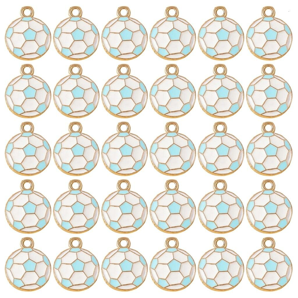 Футбольные шармы из сплава, 30 шт, Синий