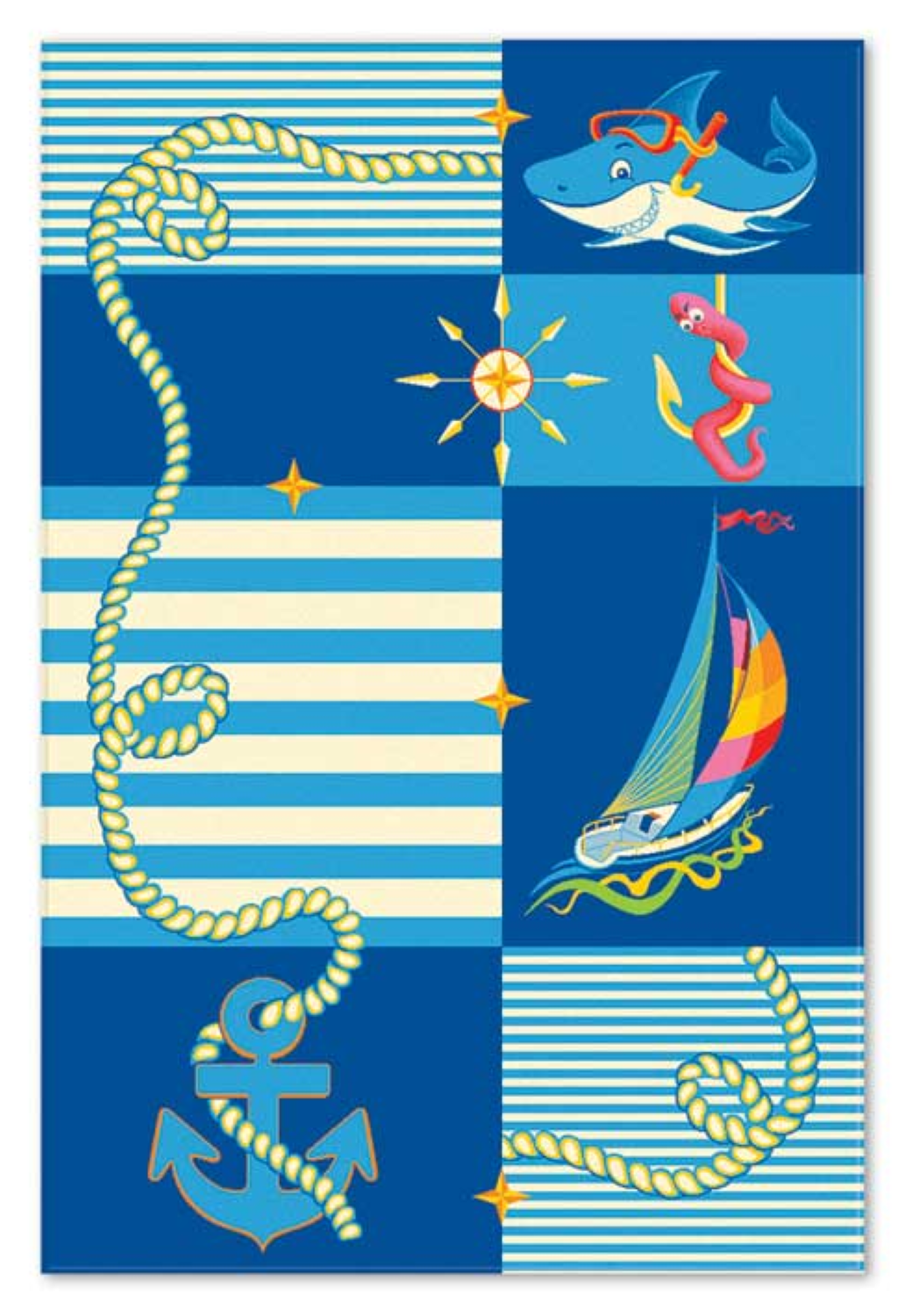 Ковер Moldabela Rainbow 80201 "Море", машинная вязка, полипропиленовый ворс, 205x300 см