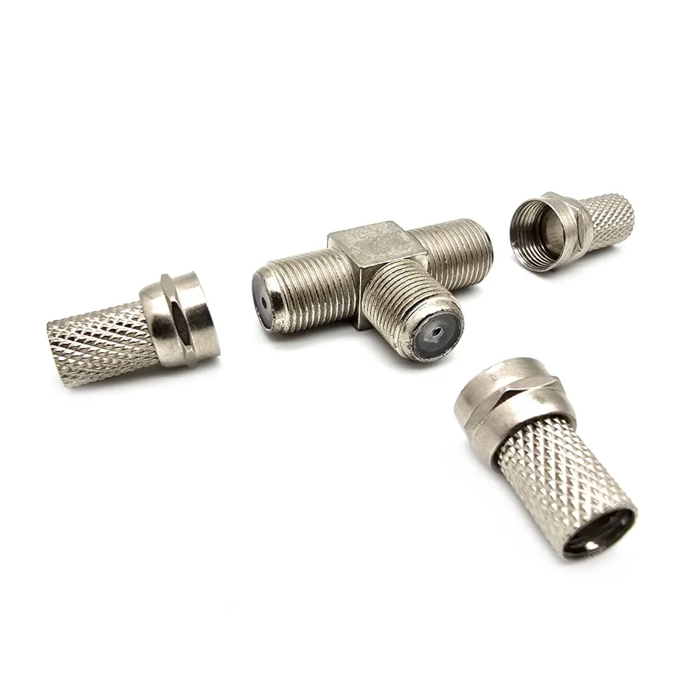 Переходник антенный гнездо F - 2 гнезда F, тройник антенный, соединитель 3 гнезда F + 3 F разъема