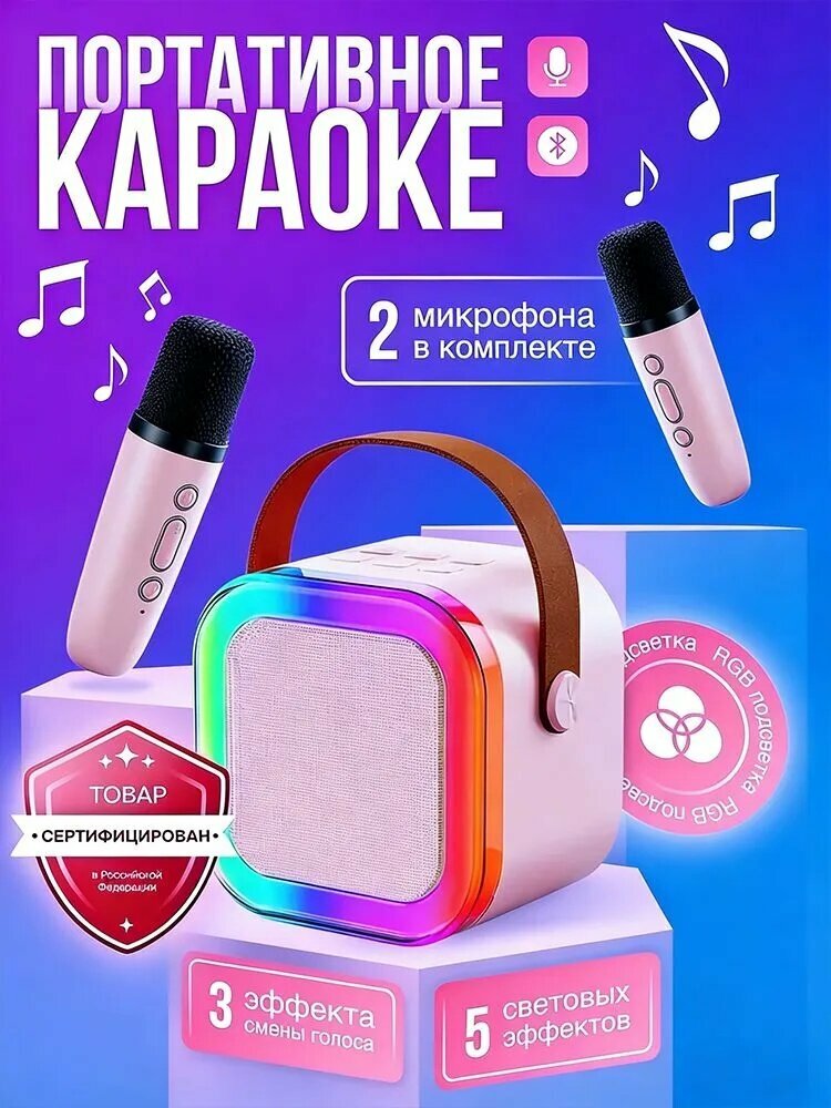 Колонка караоке с микрофонами подарок