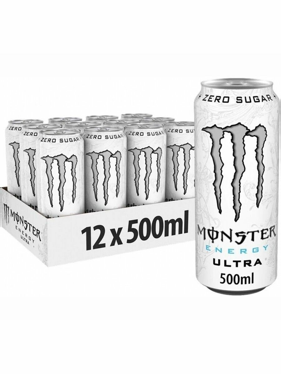 Энергетический напиток Monster Energy Ultra White Zero (без сахара), 500 мл (12 шт)