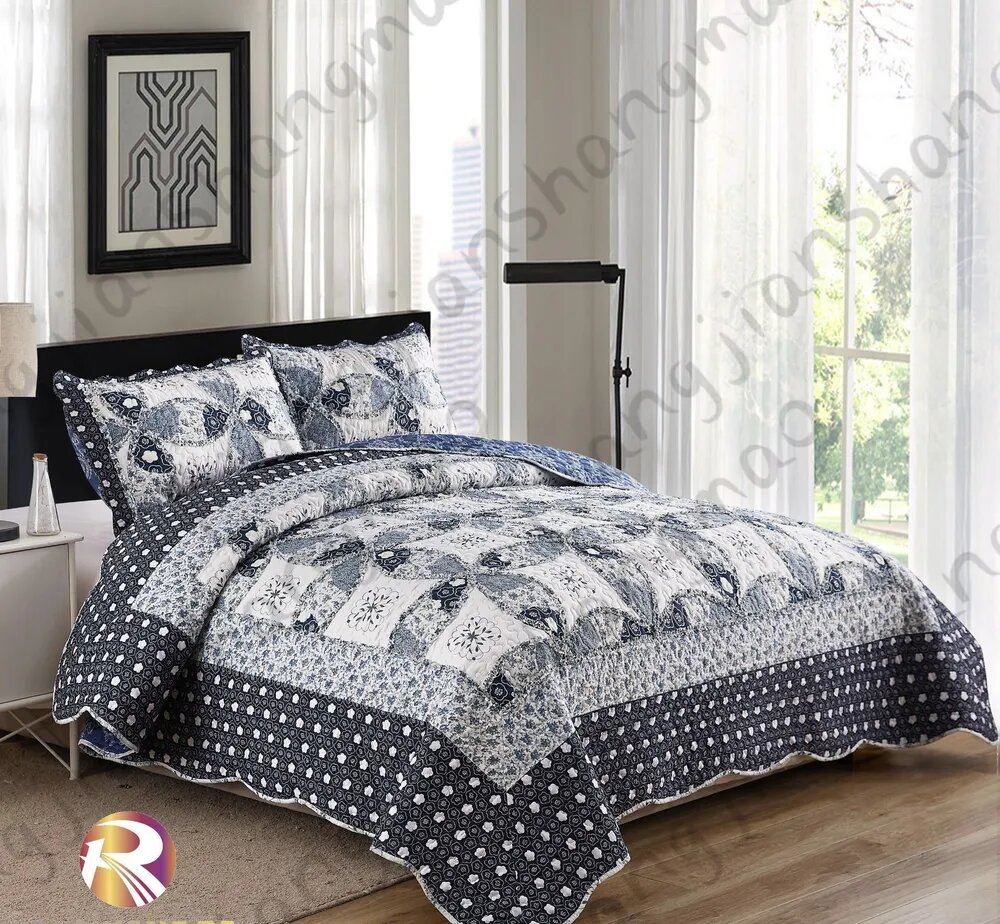 E GELAND Покрывало, Хлопок пэчворк 240 см х 220 см голубого цвета