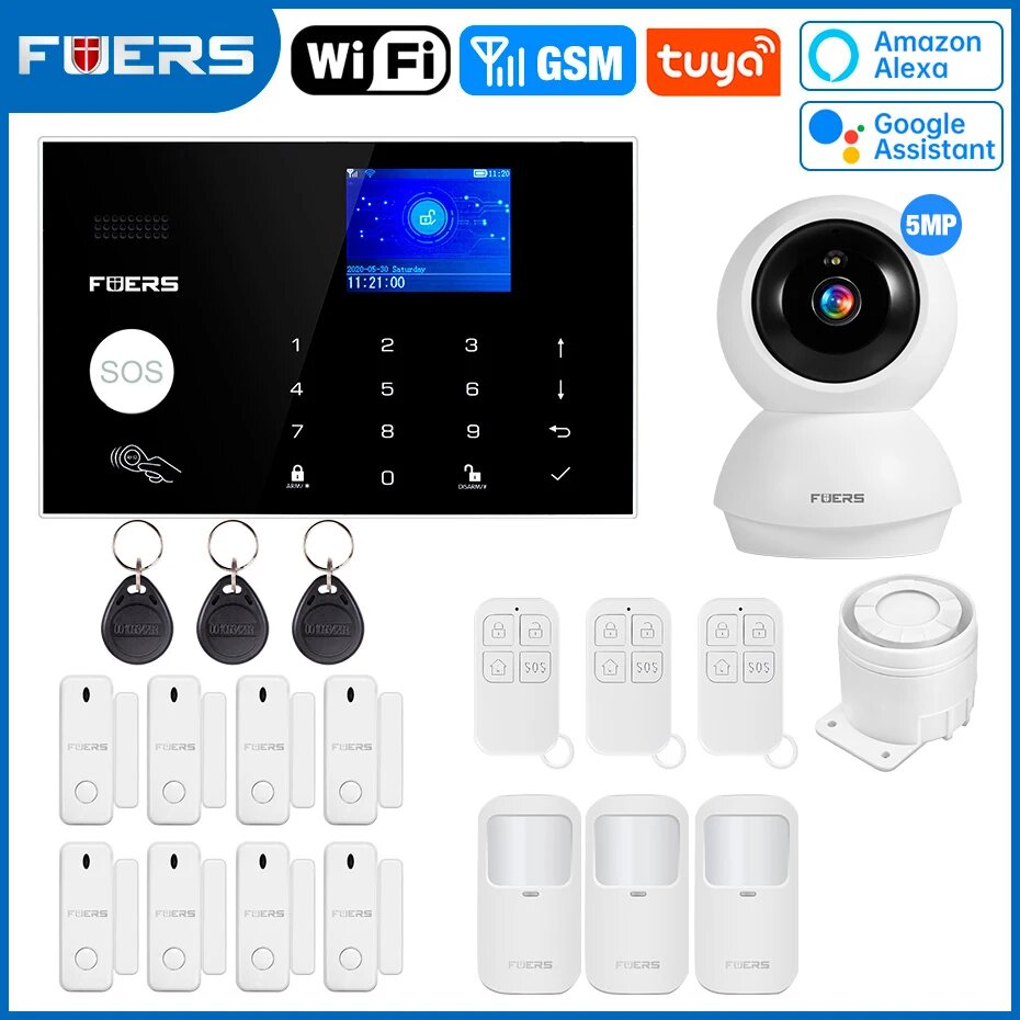 FUERS Tuya Smart WIFI GSM сигнализация Европейская вилка (EU Plug), G30 GSM Alarm Kit 10