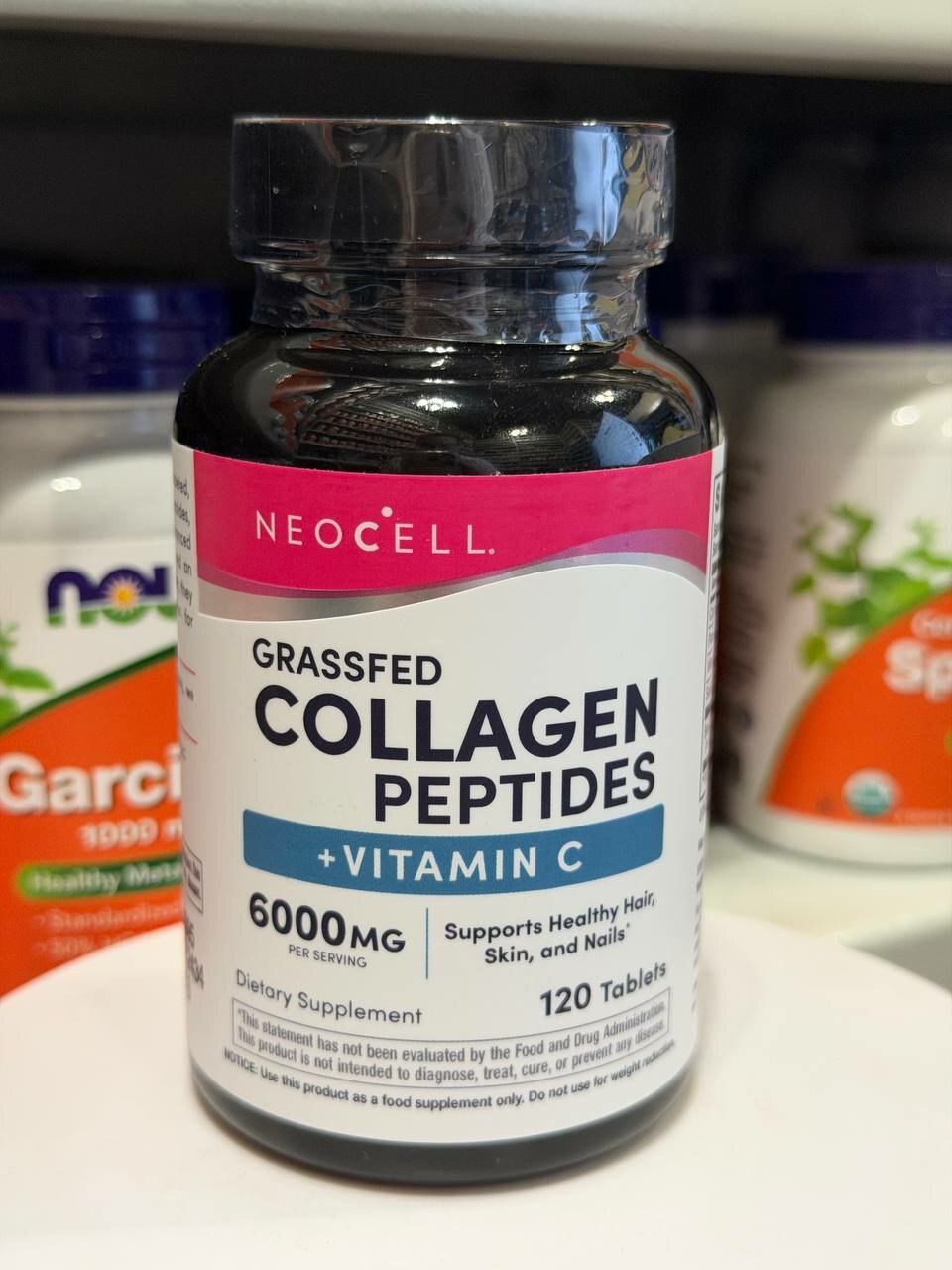 NeoCell Collagen Peptides Grass-Fed + Vitamin C, пептиды коллагена с витамином C для кожи и суставов, 120 таблеток