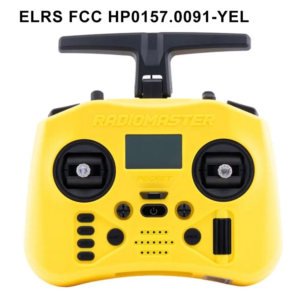 RadioMaster Pocket Crush, компактный радиопередатчик 2.4 ГГц 16 каналов, поддержка ExpressLRS, складная антенна, для управления RC моделями.