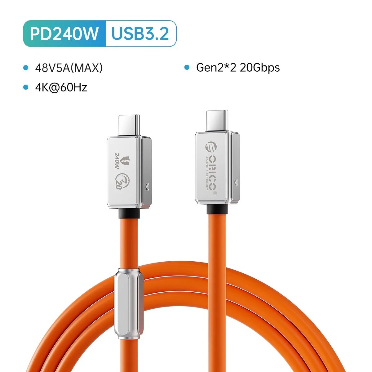 ORICO USB4 кабель 20Gbps Orange, 0.5m