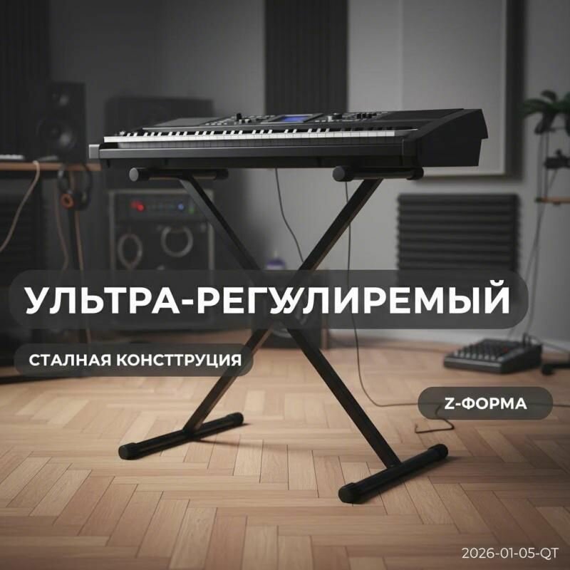Стойка для синтезатора Z-образная регулируемая по высоте универсальная