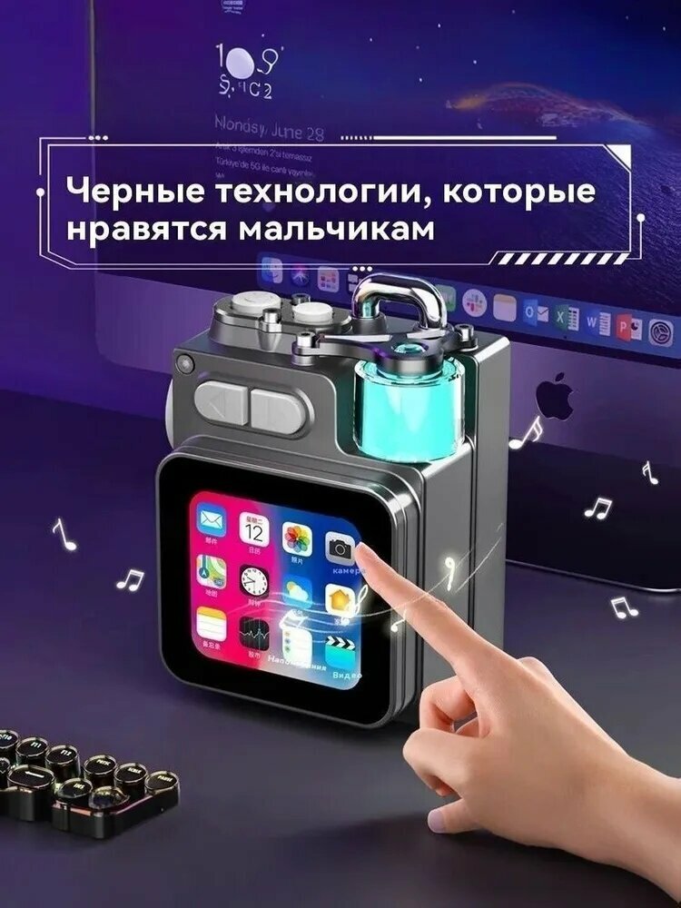 Сенсорный экран мини Портативная колонка , магнитола, Музыкальный центр мини, беспроводная с 5.4 Bluetooth, радиоприемник FM, TWS, динамики TF с APP AUX Колонки для компьютера