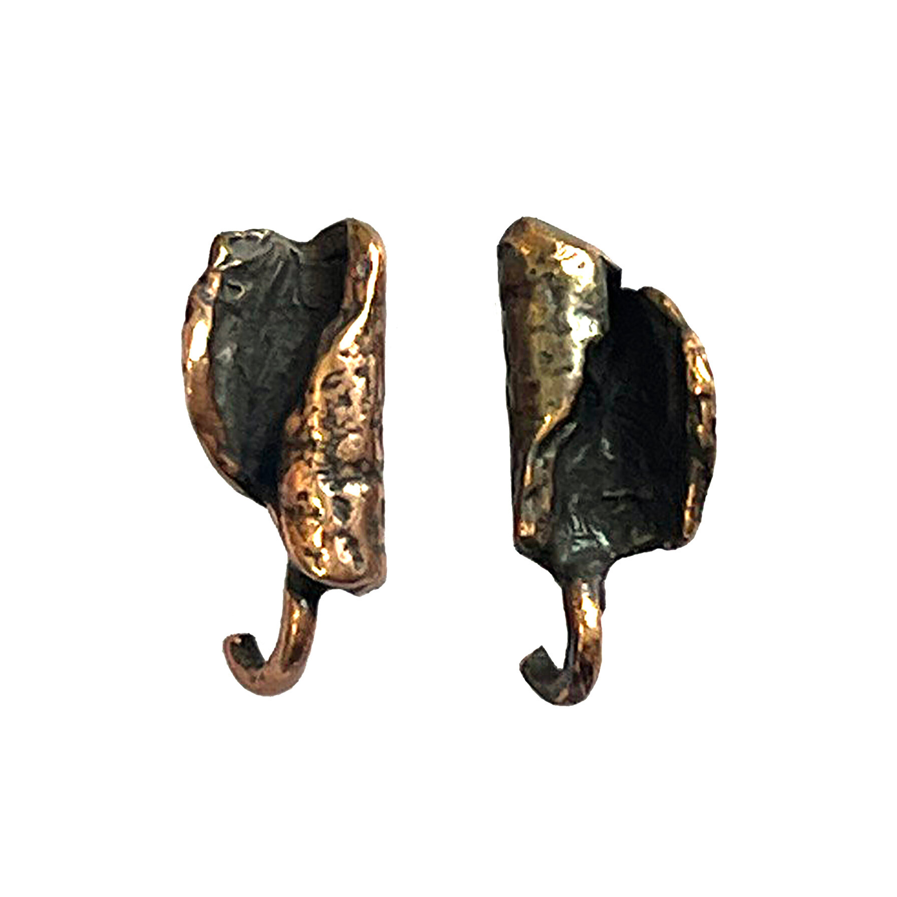 Пусеты, 13х6мм, Anna Bronze, Корица малая, с петелькой, базовый материал - бронза, цвет античная бронза (медный с чернением), пара