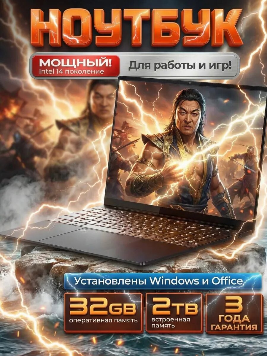 Ноутбук Intel Core i7-13700H, 32GB RAM, 2048GB SSD, 2026 + Windows, Office