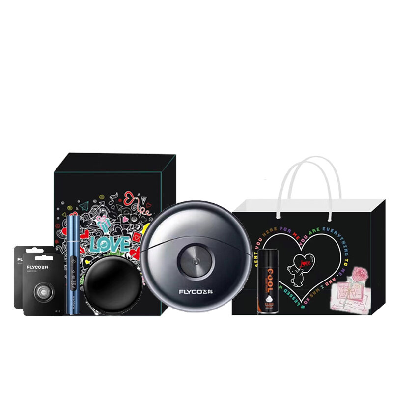 Электробритва унисекс FLYCO FS891, FS891 Black LOVE Bear Box+5615 Nose Hair Trimmer+2 Blade Heads+Foam