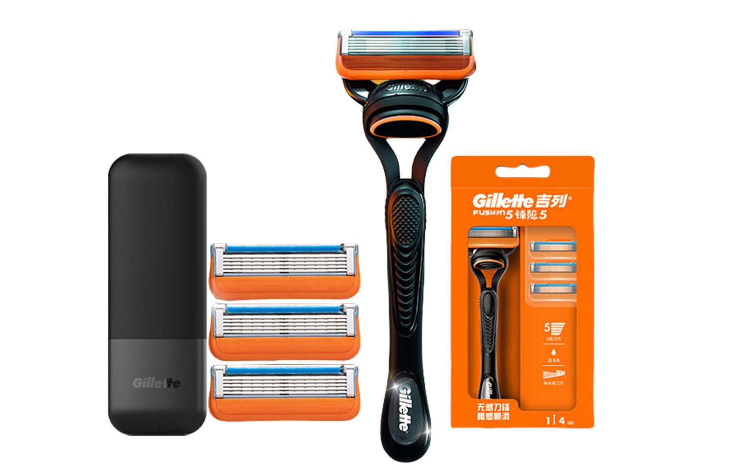 Бритва ручная мужская Gillette Fusion5, Fengyin 1 Knife Racks with 4 Blade Heads+Original Magnetic Storage Box