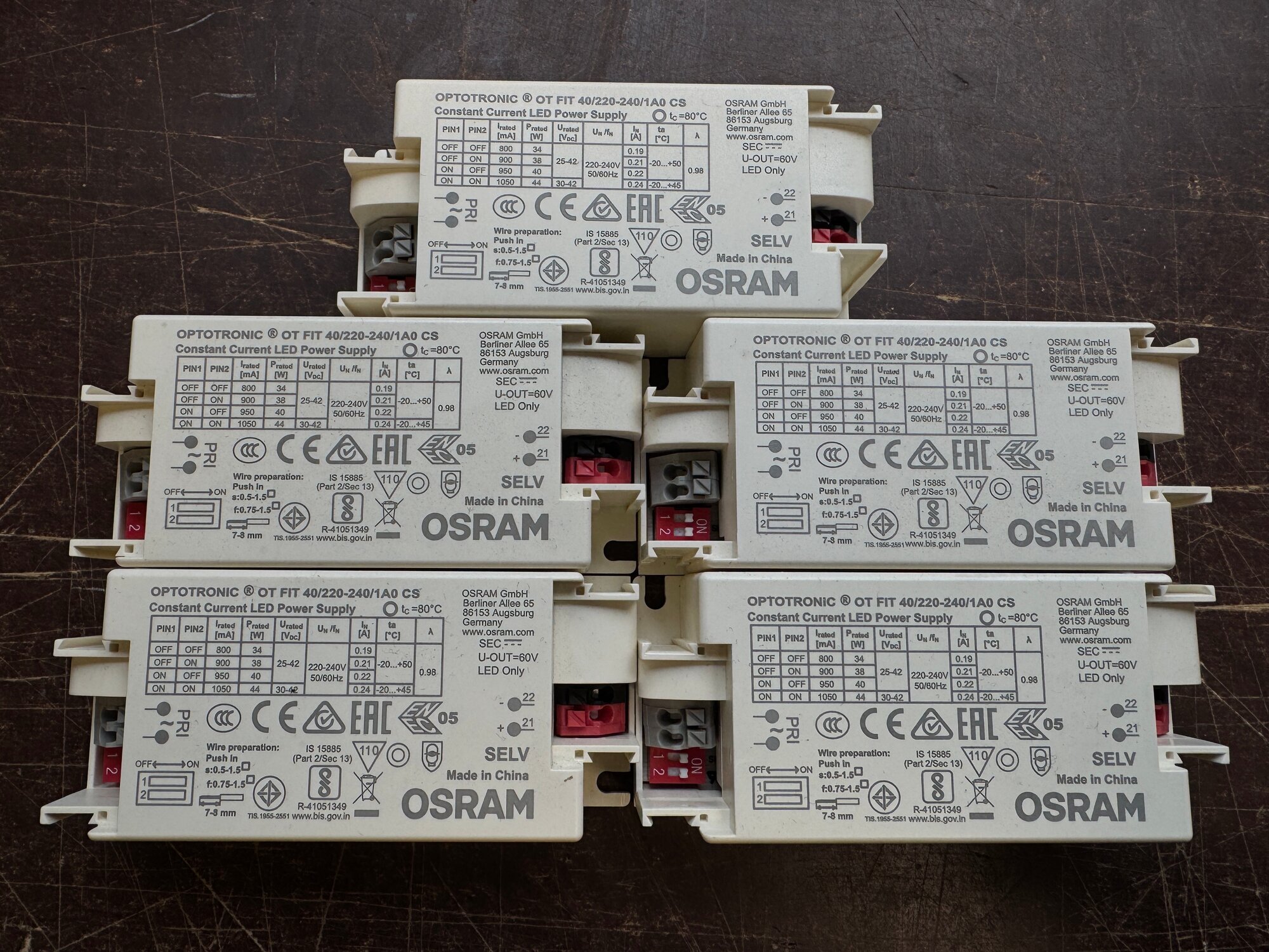 Драйвер для LED Osram Optotronic OT Fit 40W, 220V-240V 20-44W, 25-42V, DIP- переключат. 800/900/950/1050мА, 97х43х30мм