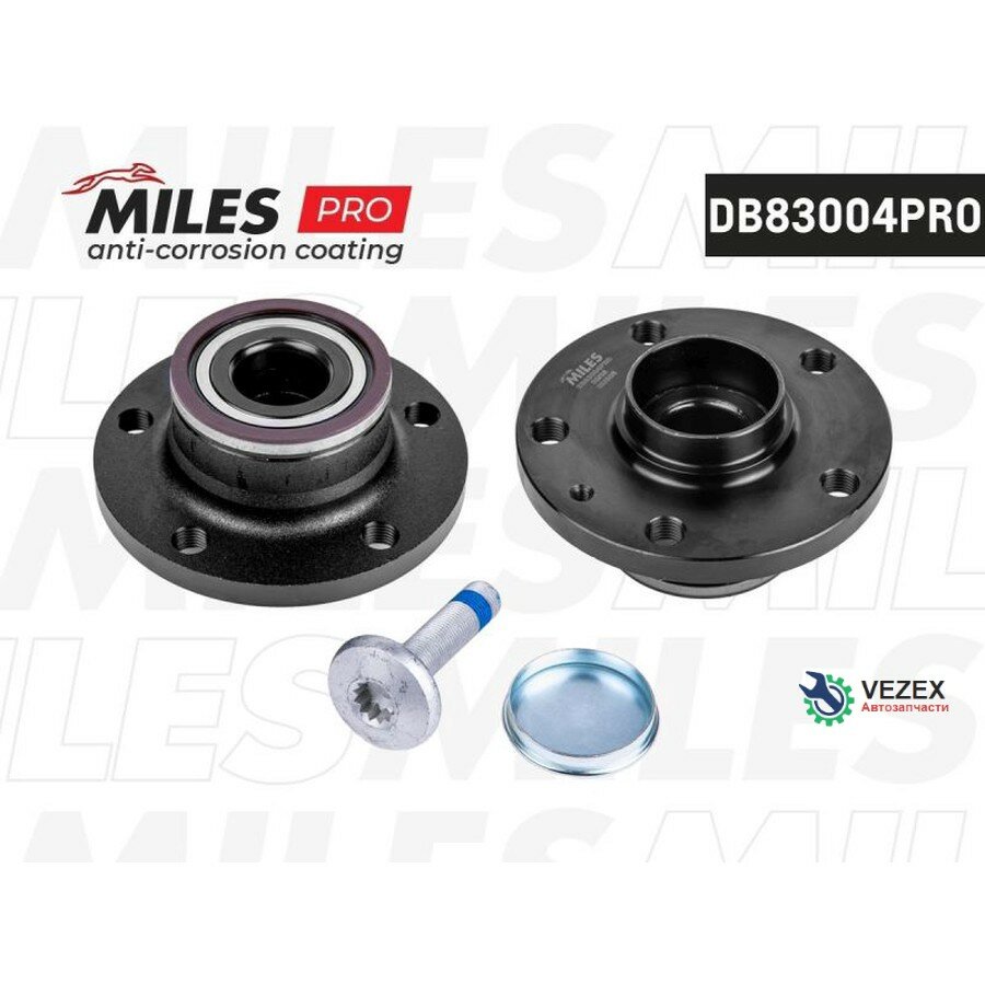 MILES DB83004PRO Ступица с подшипником задняя с ABS (серия PRO с антикоррозийным покрытием), VW CADDY III 04-, AUDI A3 II/Q3/VW GOLF V-VI/PASSAT VI-VII/TIGUAN 03- . DB83004PRO