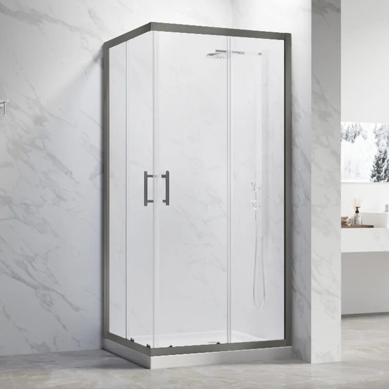 Душевой уголок Veconi Rovigo RV-27GM без поддона, стеклянный, 100x80, прямоугольный, раздвижной, итальянский