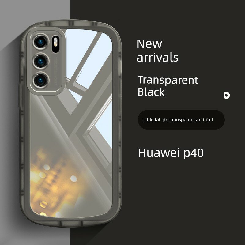Прозрачный черный чехол для Huawei P40 с амортизирующим воздухом, матовая мягкая ТПУ-материал, одиночный чехол