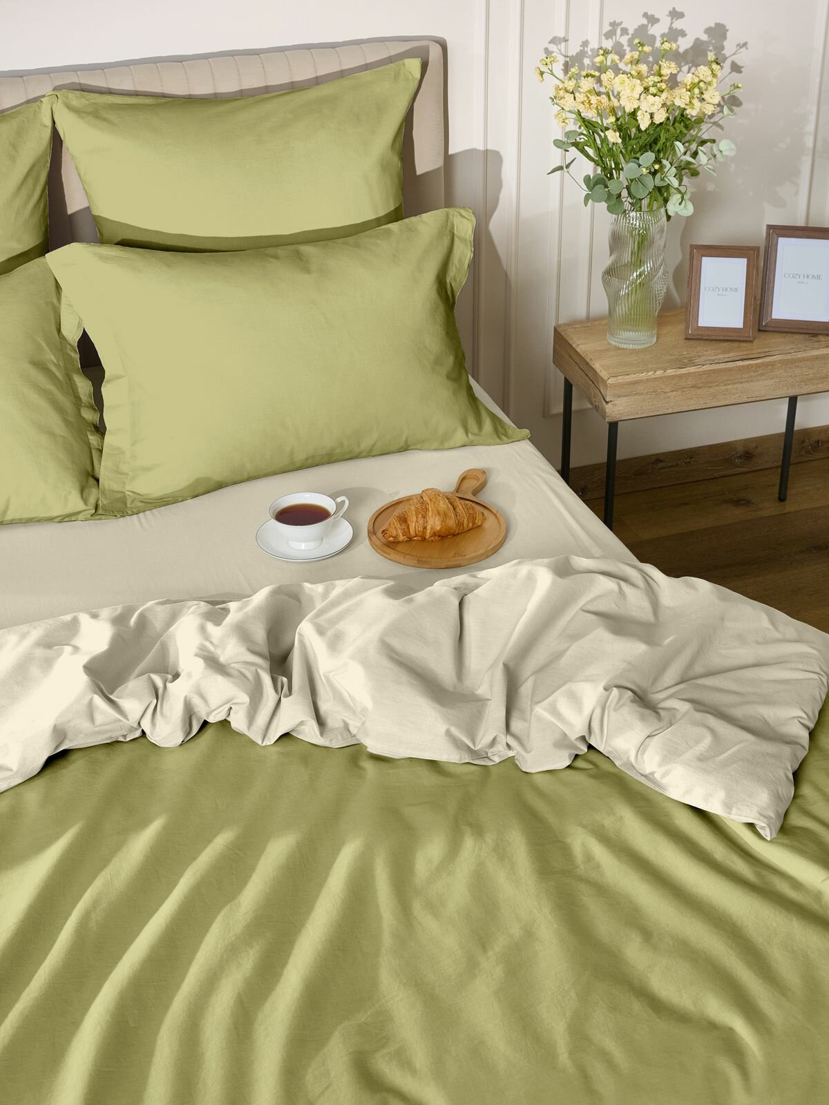 Cozy Home, Постельное белье 1.5 спальное Перкаль, 2 нав. 50х70, Матча-латте