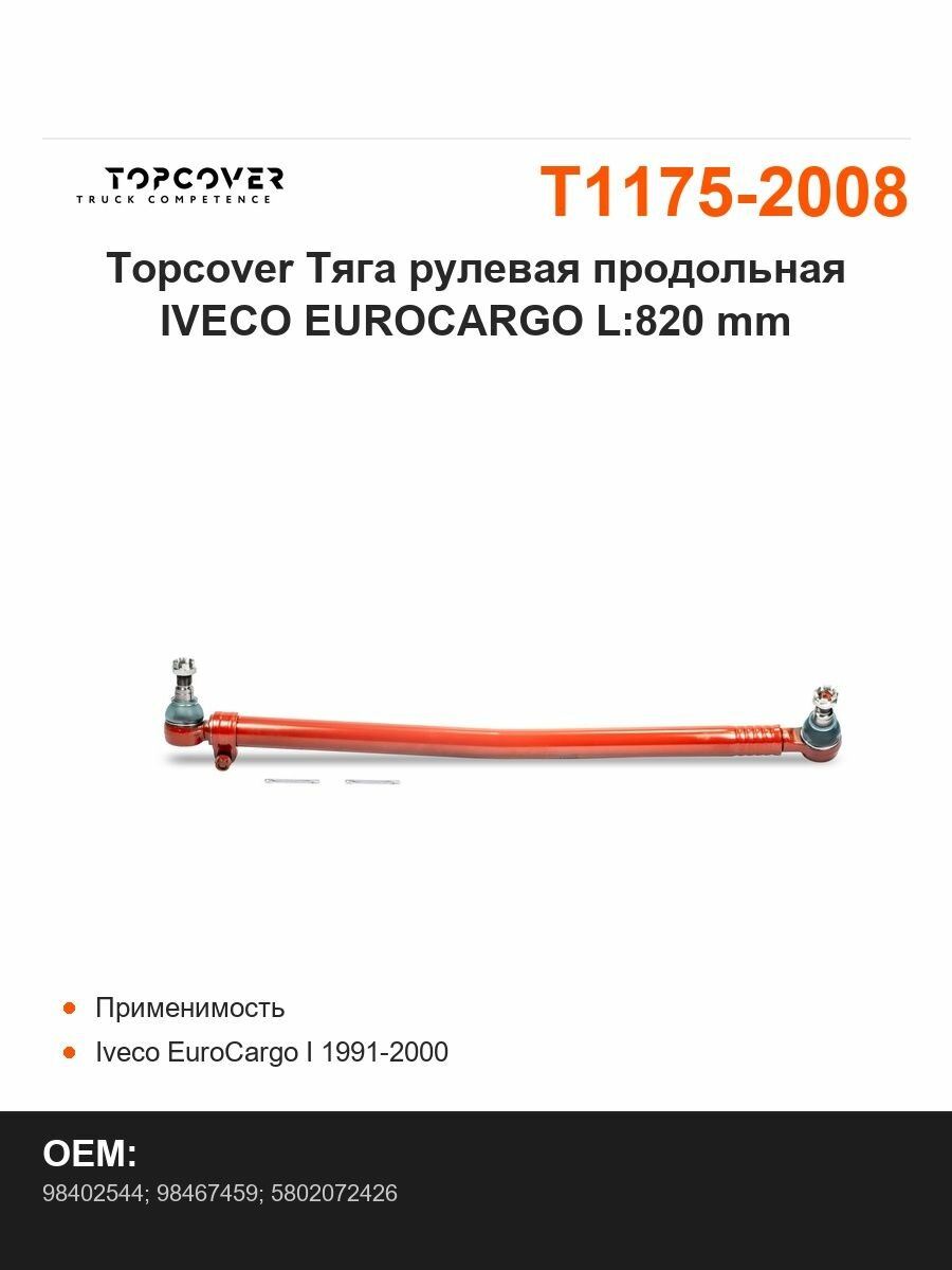 Topcover Тяга рулевая продольная IVECO EUROCARGO L:820 mm