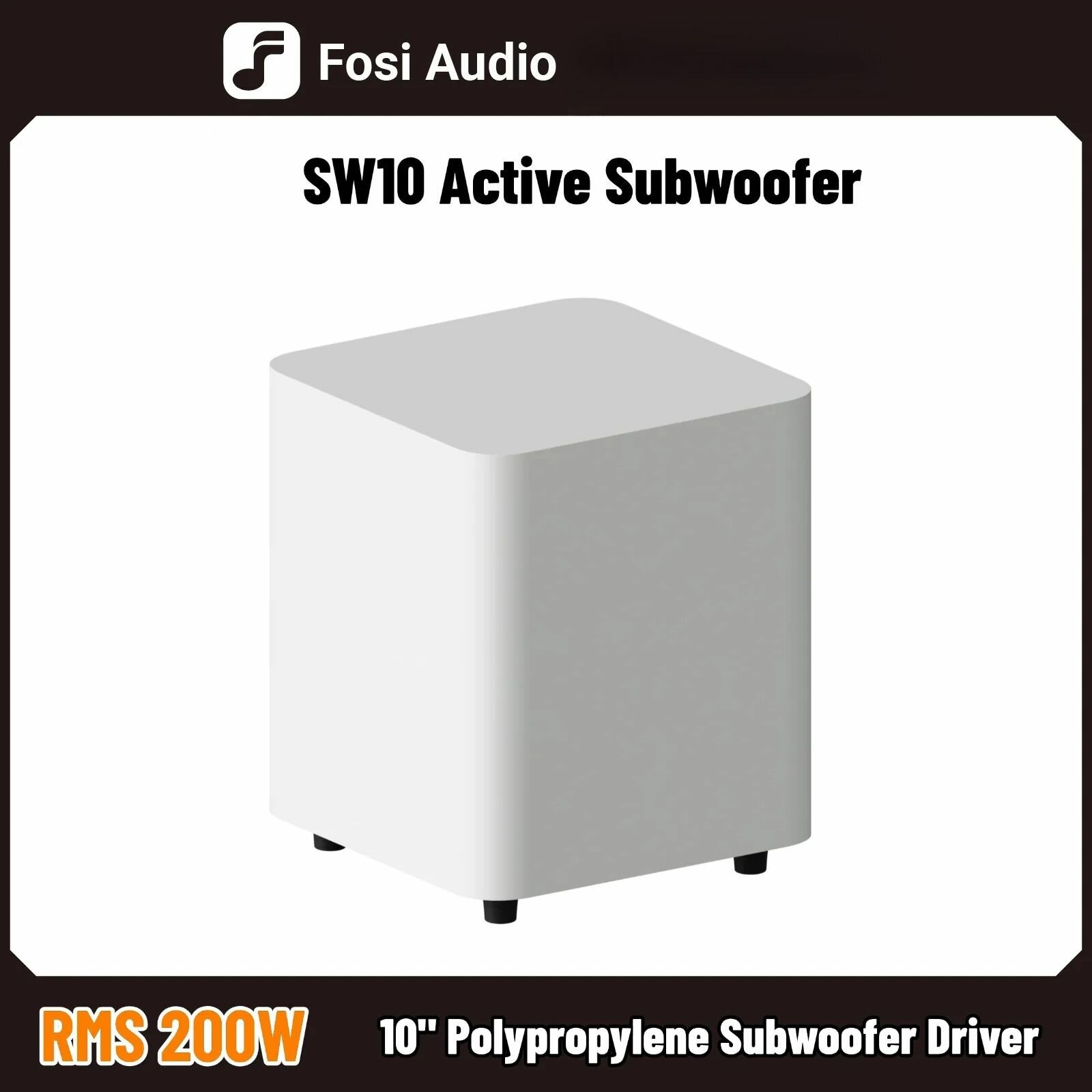 Fosi Audio SW10 Активный сабвуфер HiFi пиковой мощностью 500 Вт Сабвуфер с 10-дюймовым драйвером